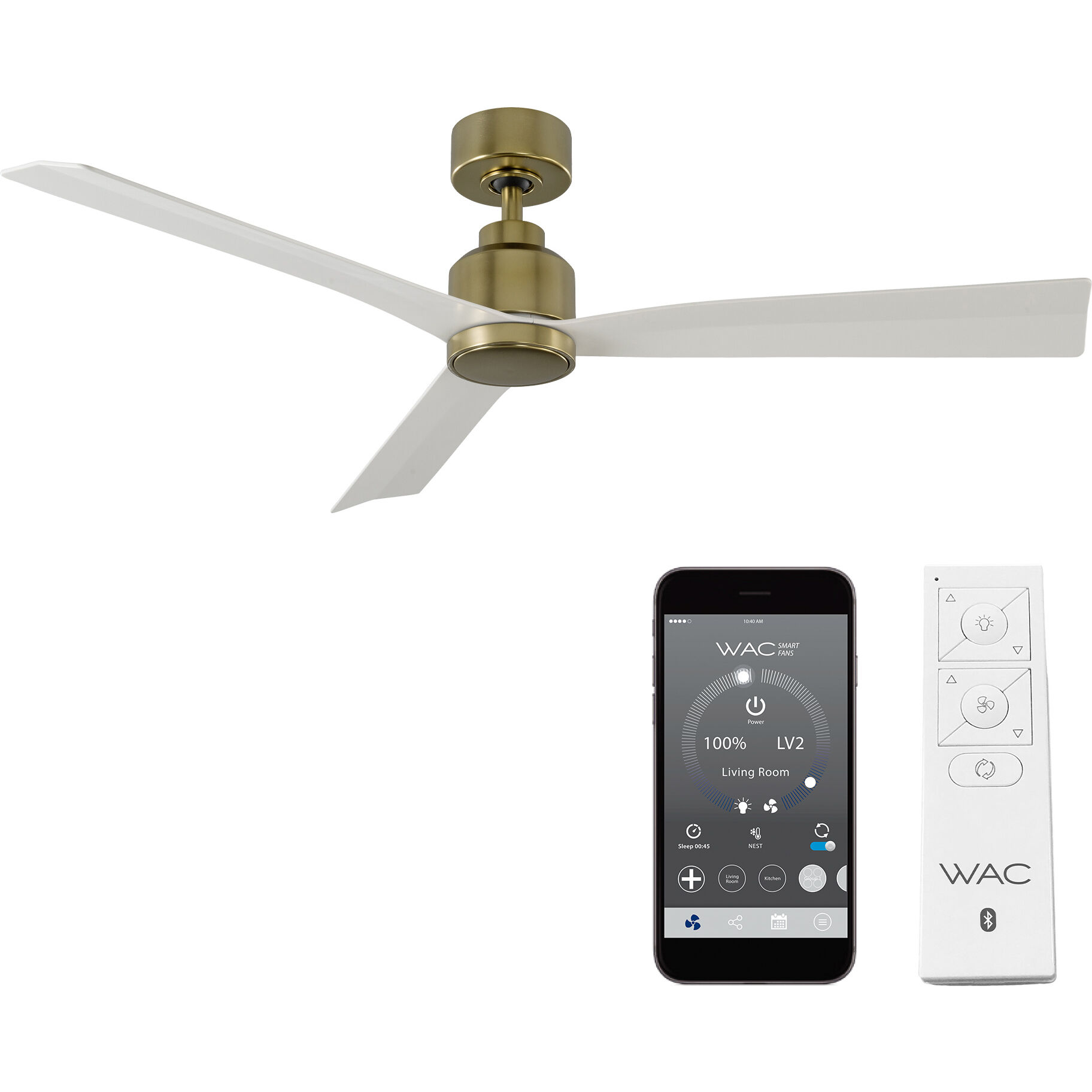 WAC Lighting F-003-SB/MW Clean 52 inch Soft Brass Matte White with ...