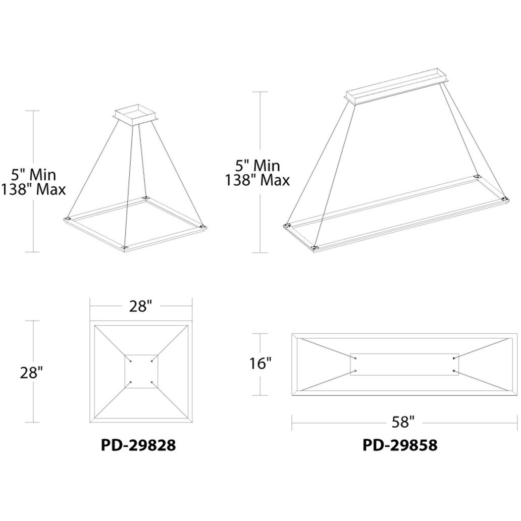 WAC Lighting PD-29858-BK Frame LED 16 inch Black Pendant Ceiling Light ...