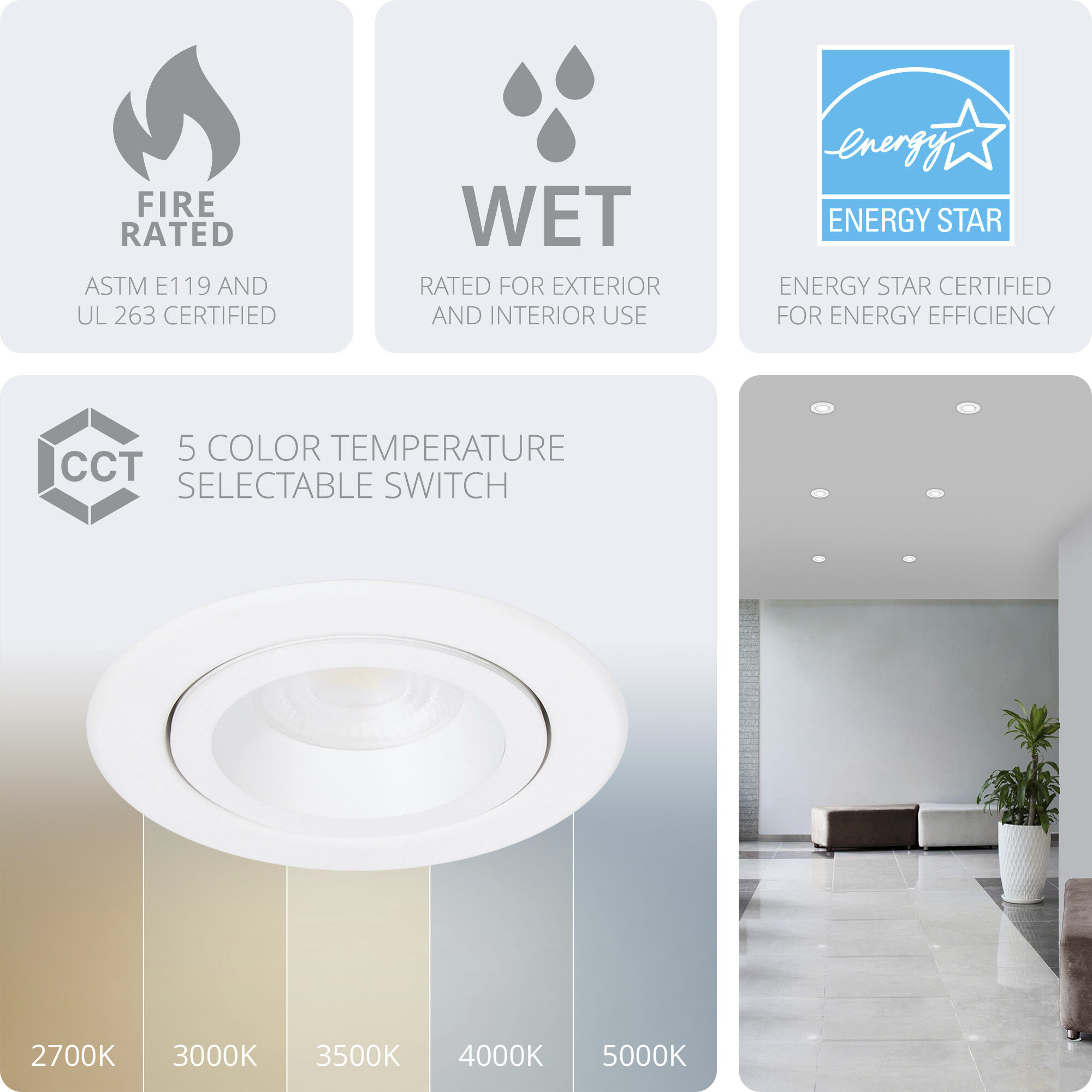 WAC Lighting R4ERA2R-W9CS-FWT Lotos LED White Adjustable Recessed Kit