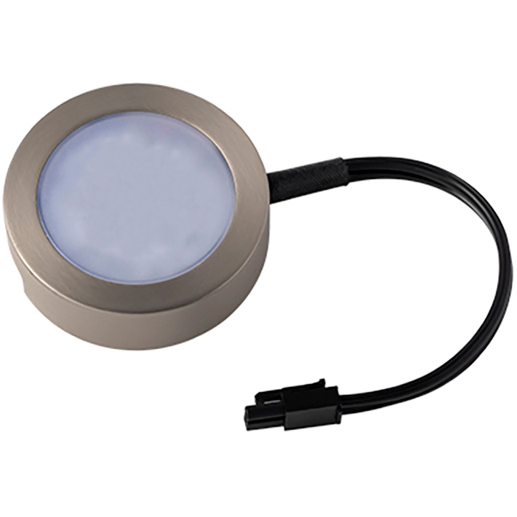 Line Voltage Puck Light LED Brushed Nickel Button Light