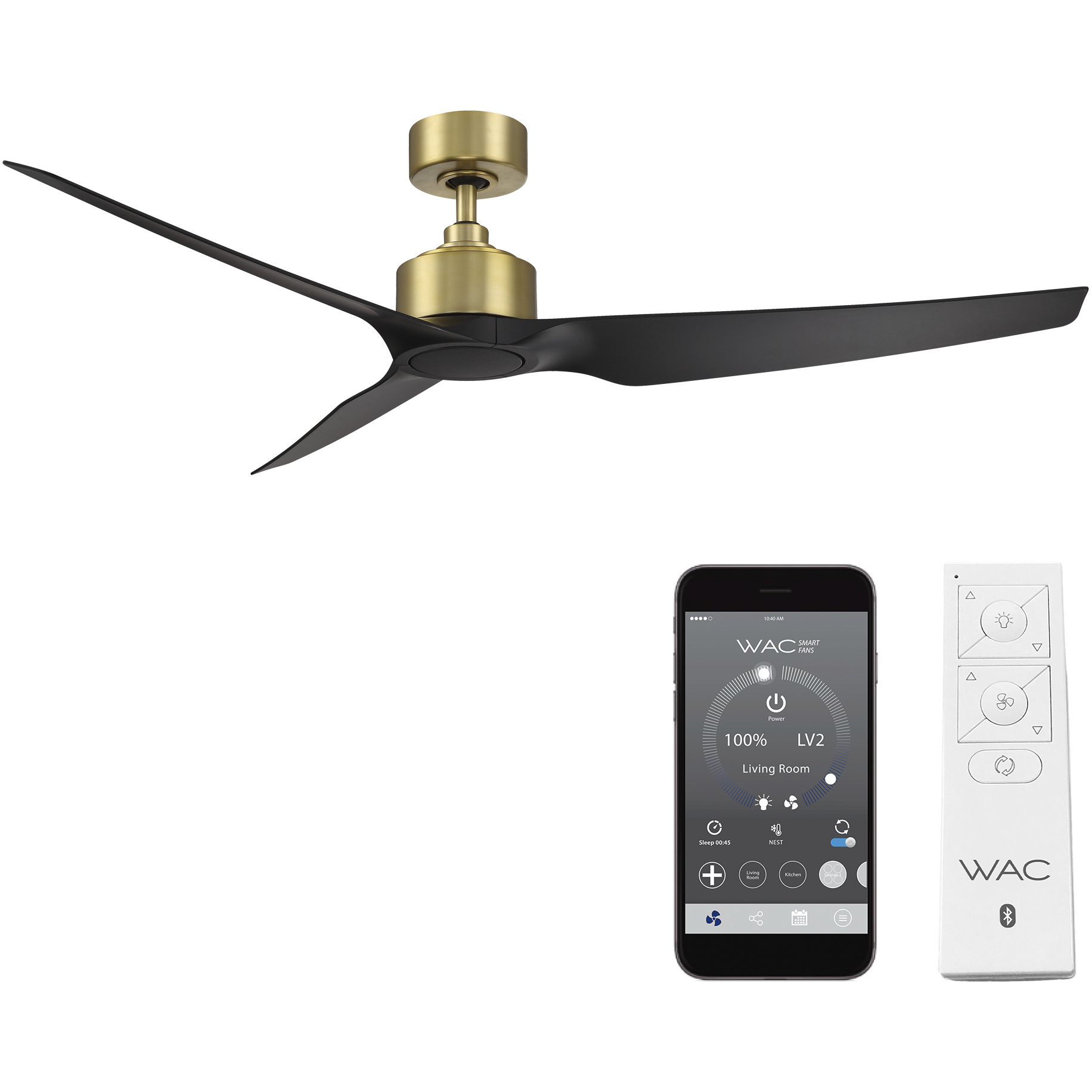 WAC Lighting F-056-SB/MB Stella 60 inch Soft Brass Matte Black with ...
