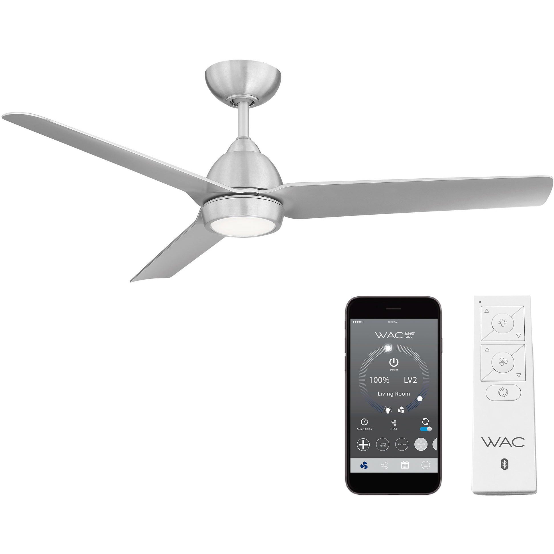 WAC Lighting F-001L-BA Mocha 54 inch Brushed Aluminum Downrod Ceiling ...