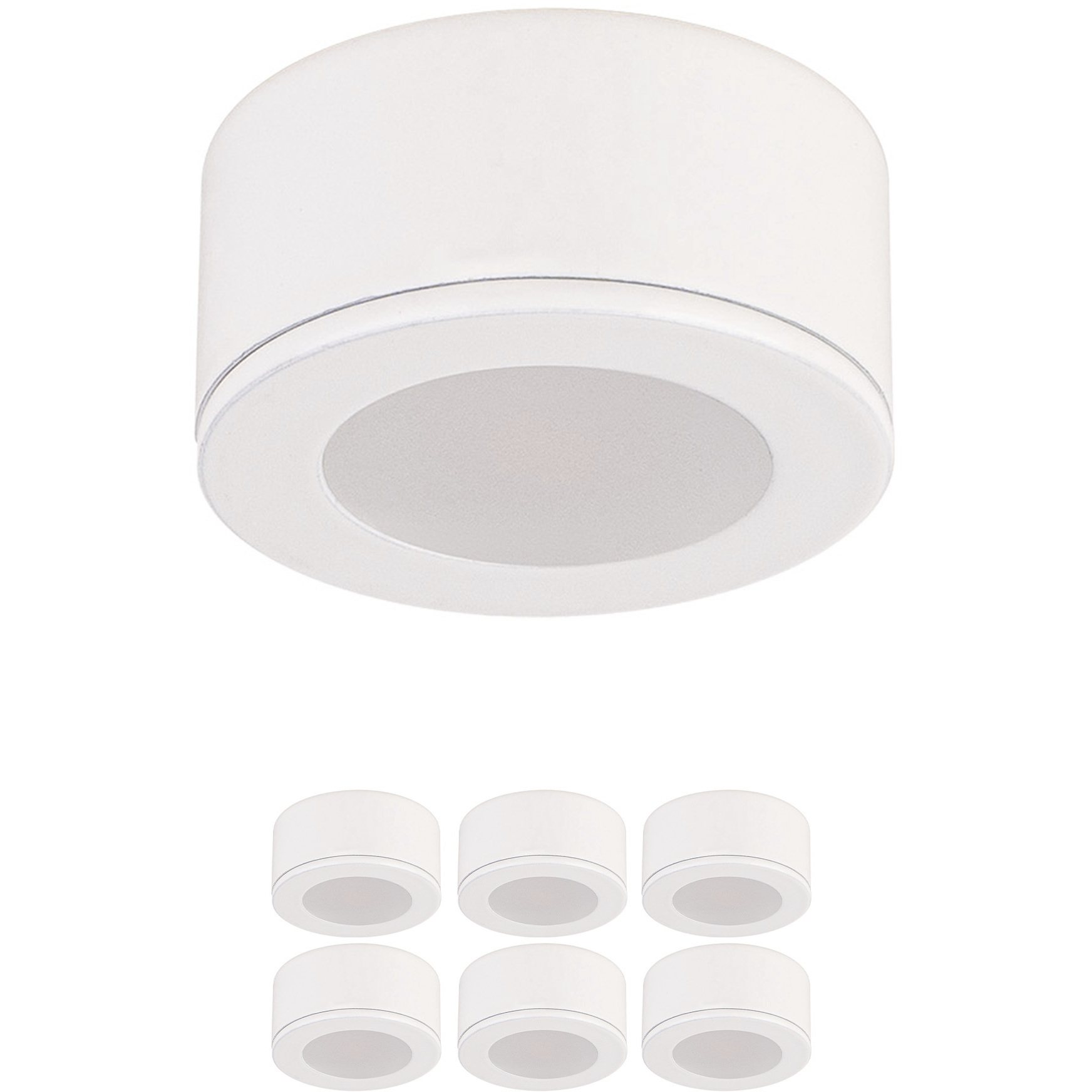 Mini Puck 6 Light 24 White Puck Lighting Ceiling Light, 6 Pack