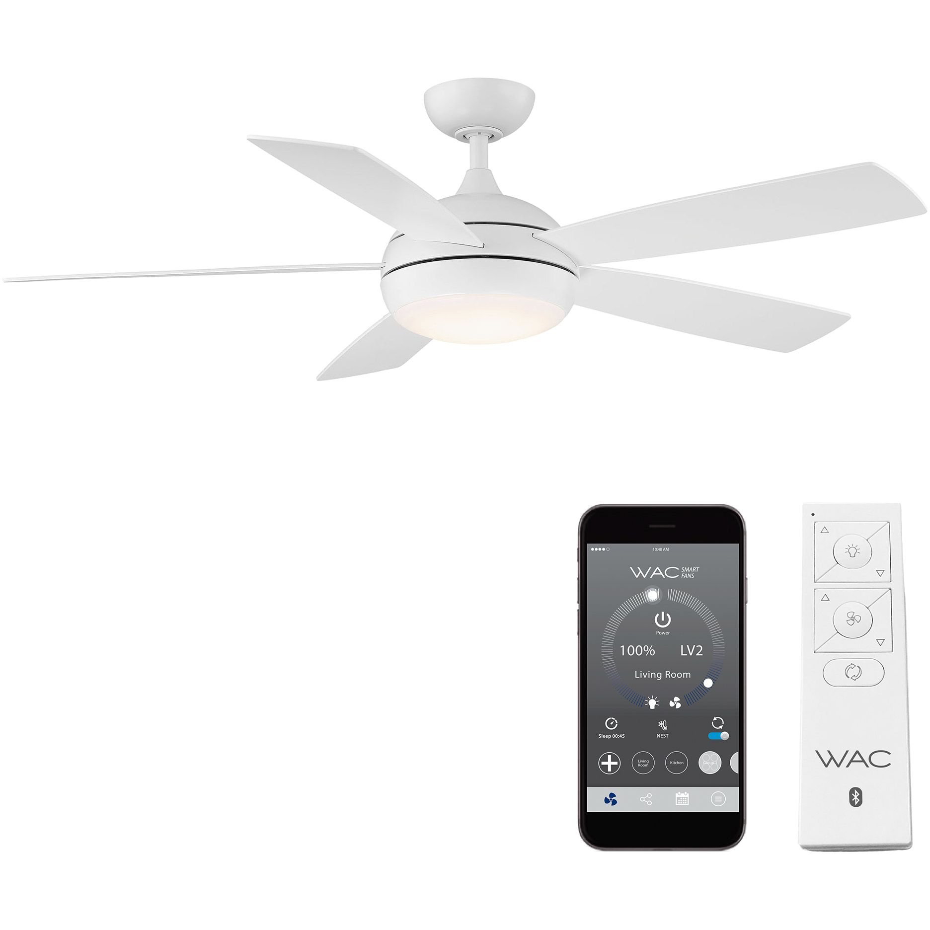 WAC Lighting F-005L-MW Odyssey 52 inch Matte White Downrod Ceiling Fans ...