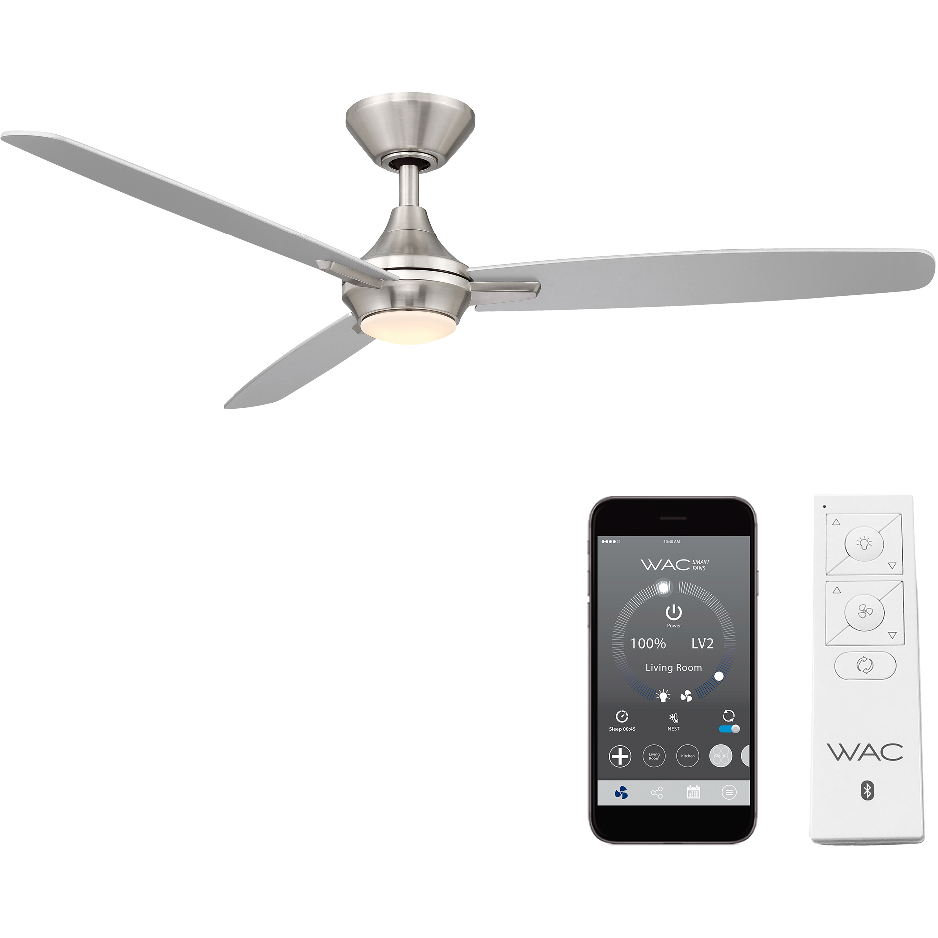 WAC Lighting F-060L-BN Blitzen 54 inch Brushed Nickel Downrod Ceiling ...