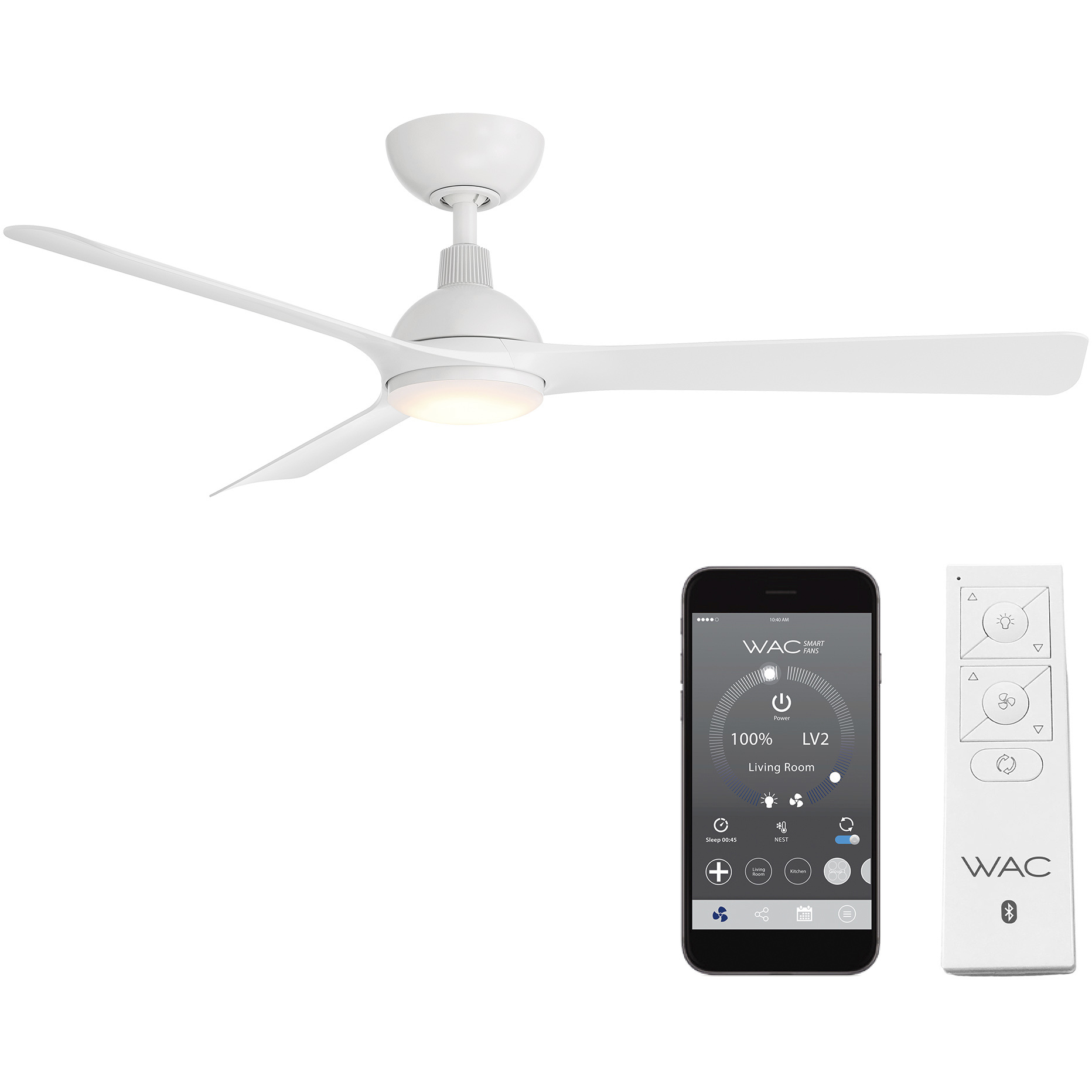 WAC Lighting F-104L-MW Gage 52 inch Matte White Downrod Ceiling Fan