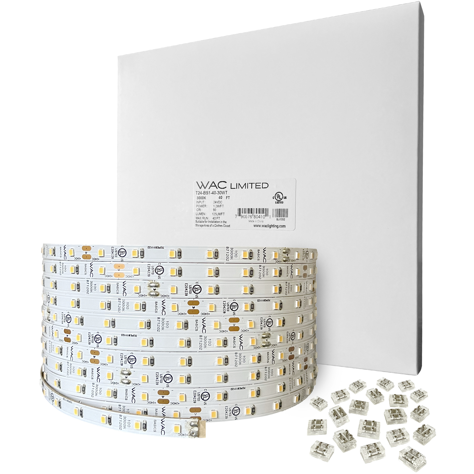 WAC Lighting T24-BS1-100-30WT Basics 24 LED 1200 inch White LED Tape ...