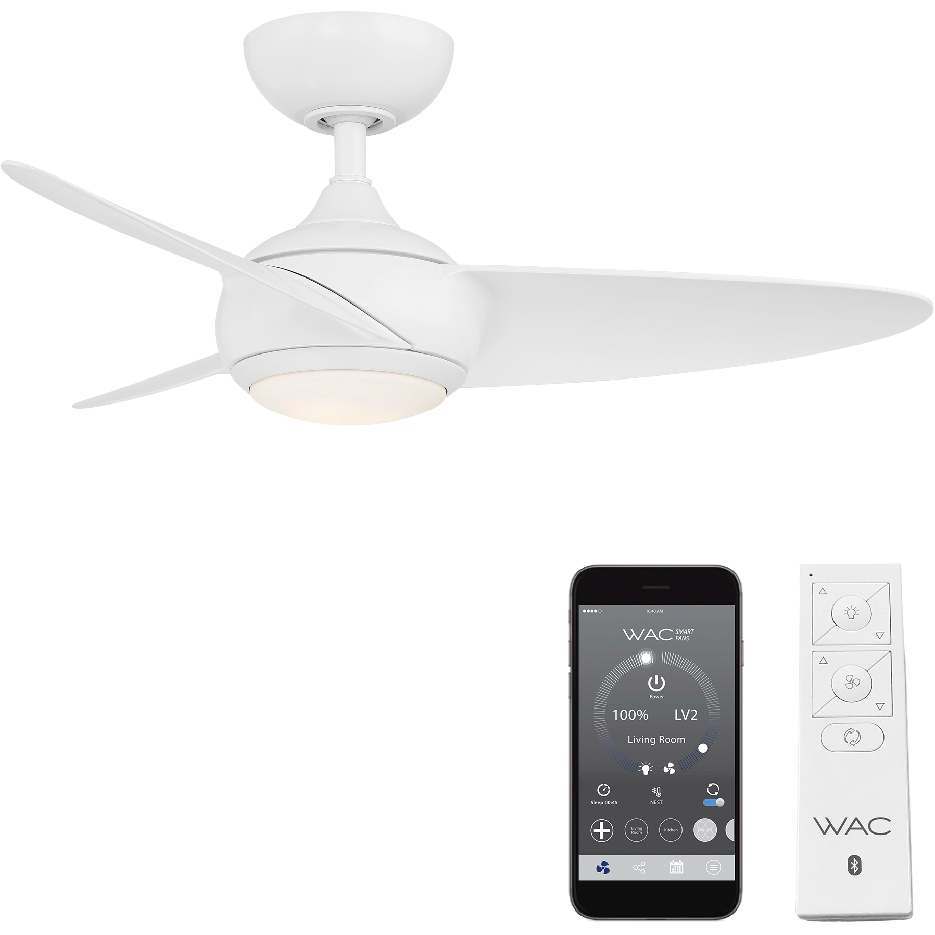 WAC Lighting F-094L-MW Loft 38 inch Matte White Downrod Ceiling Fans ...