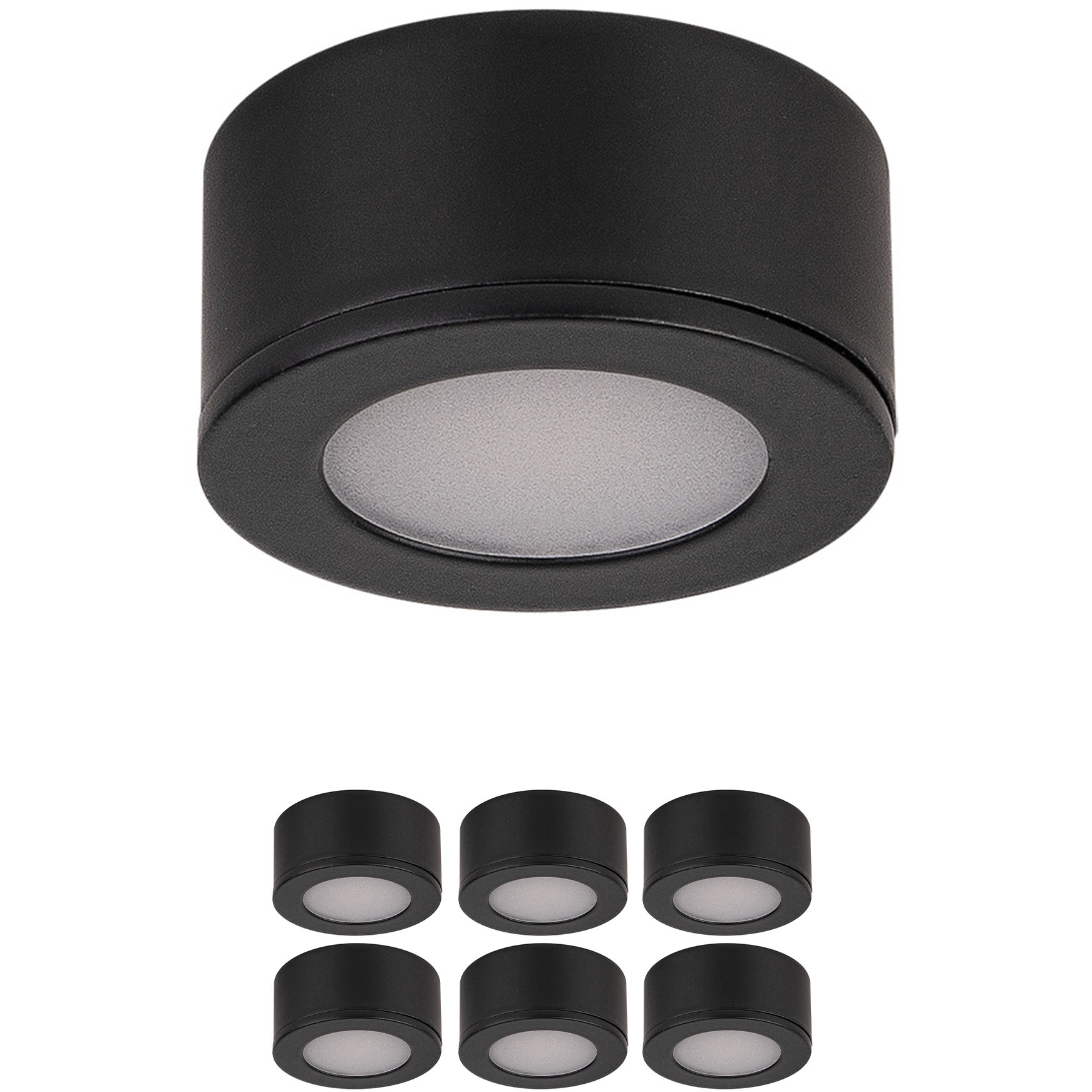 Mini Puck 6 Light 24 Black Puck Lighting Ceiling Light, 6 Pack