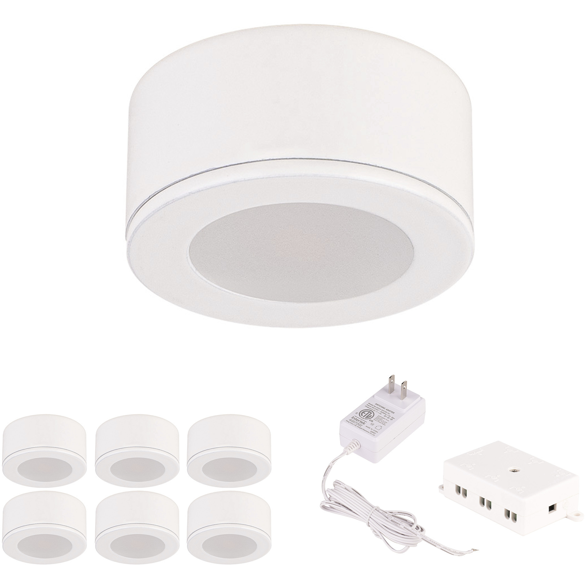 Mini Puck 6 Light 24 White Puck Lighting Ceiling Light, 6 Pack